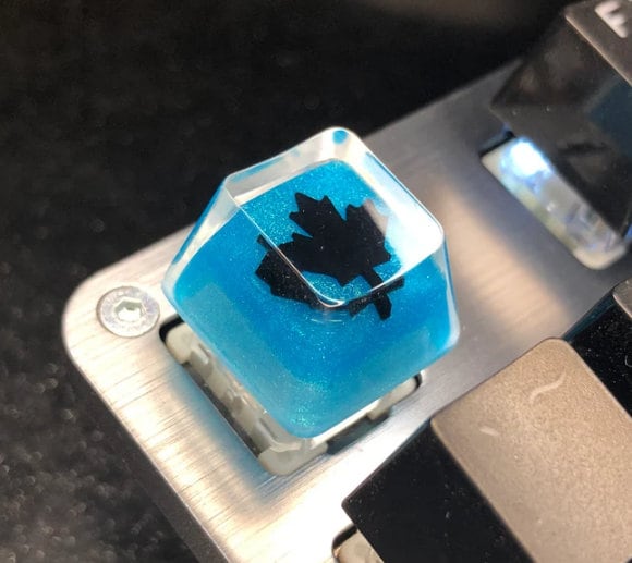 Handmade Ink Ice Black Maple Blink Blue Artisan Keycap OEM Height Key Cap for Mechanical ...