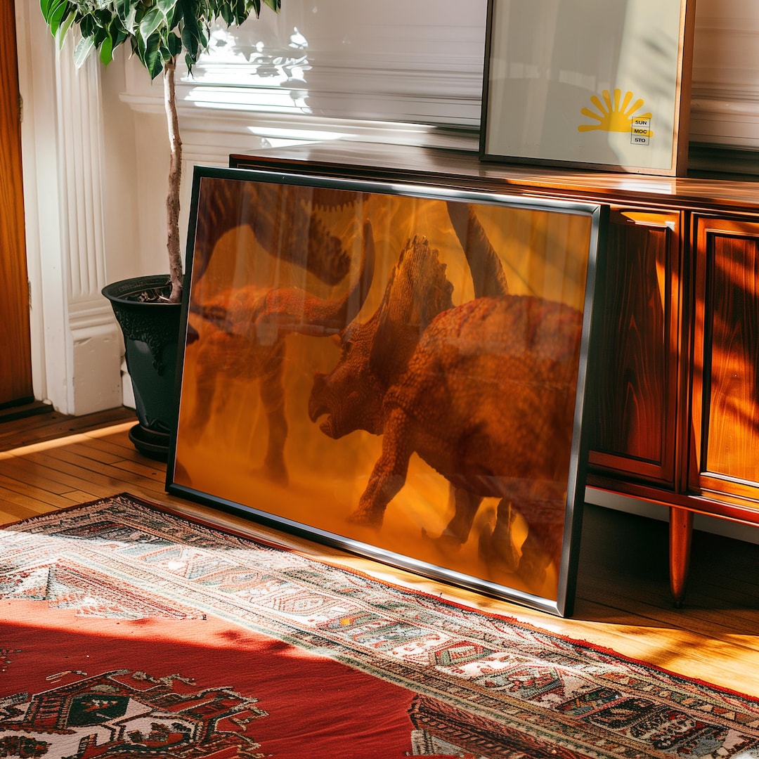 Triceratops Herd Poster | Matte Horizontal Dinosaur Wall Art - Etsy