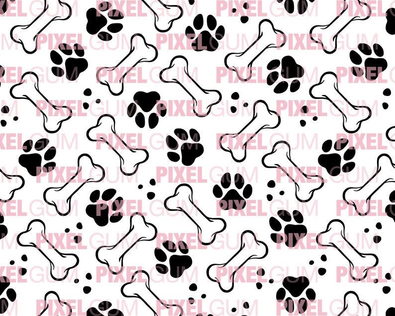 Seamless Dog Paw and Bone Pattern SVG Dog Bone Pattern Paws - Etsy