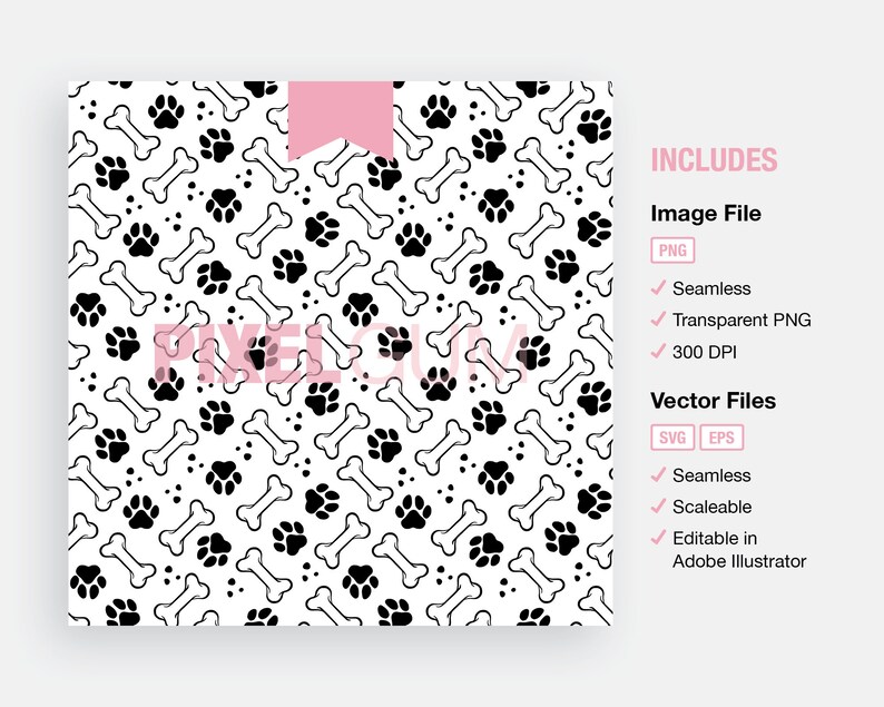 Seamless Dog Paw and Bone Pattern SVG Dog Bone Pattern Paws - Etsy