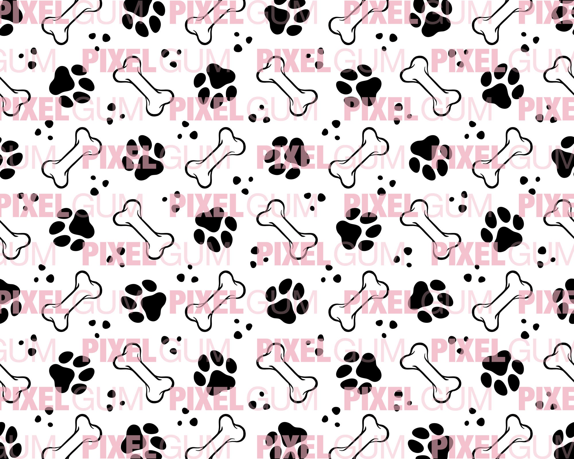 Seamless Dog Paw and Bone Pattern SVG, Dog Bone Pattern, Paws Digital ...
