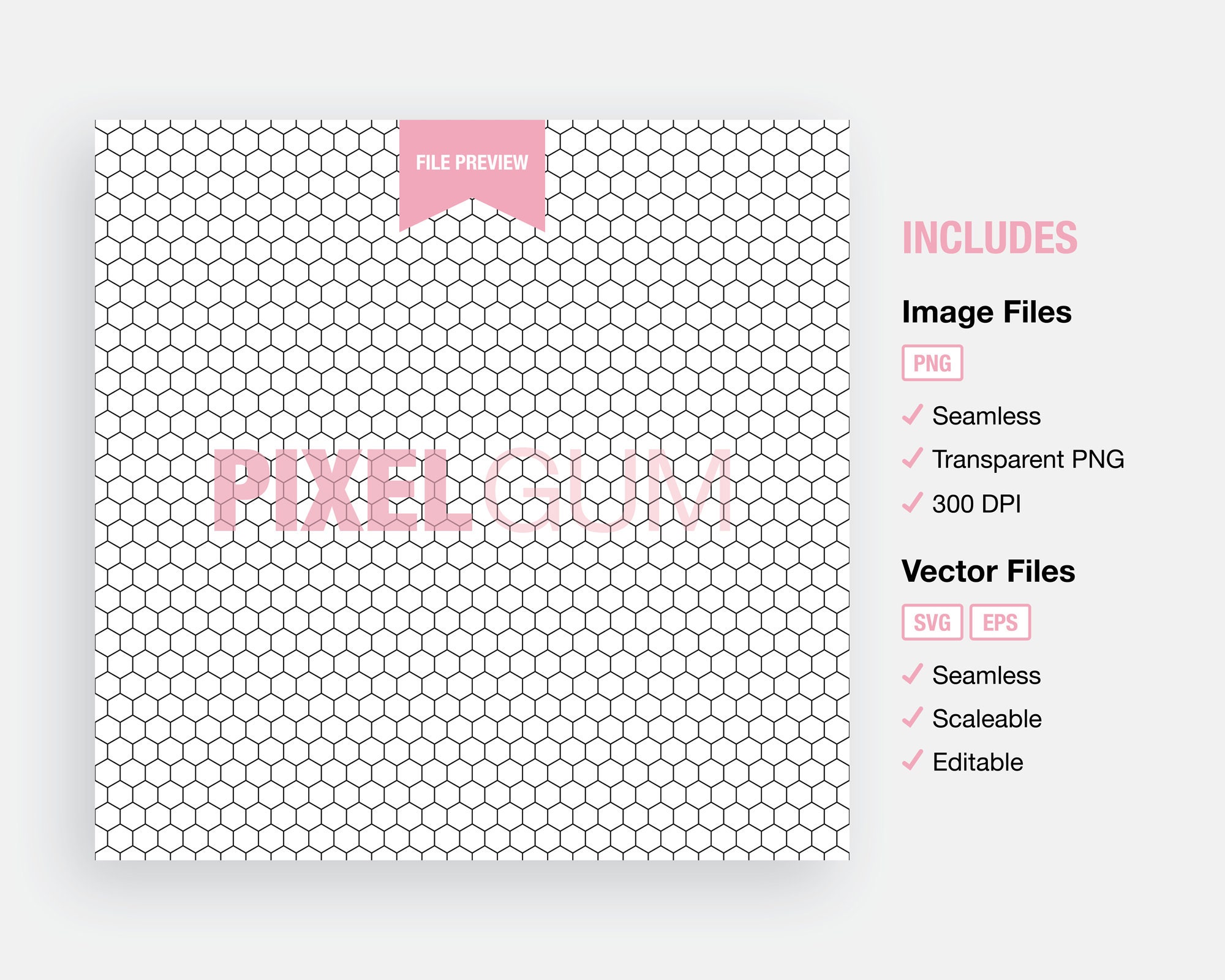 Seamless Hexagon Pattern SVG, Hexagon Grid Pattern, Honeycomb Pattern ...