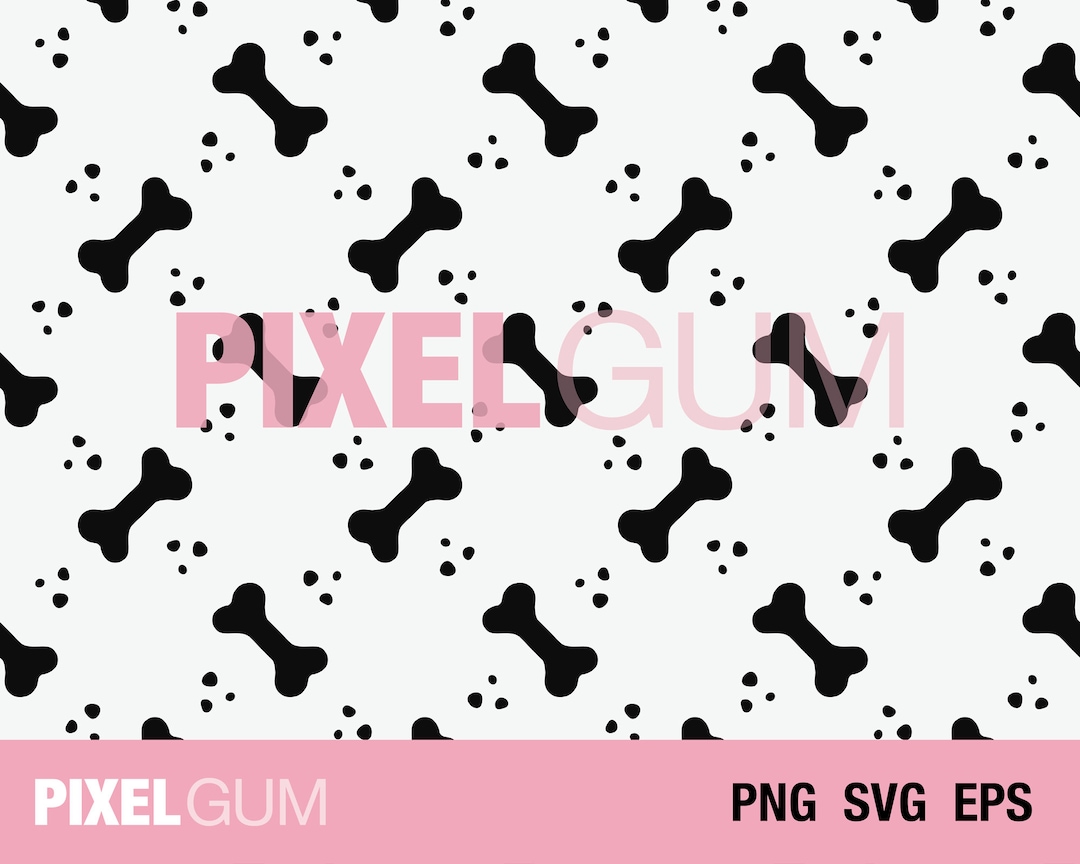 Seamless Dog Bones & Crumbs Pattern SVG, Dog Bone Silhouette Digital ...