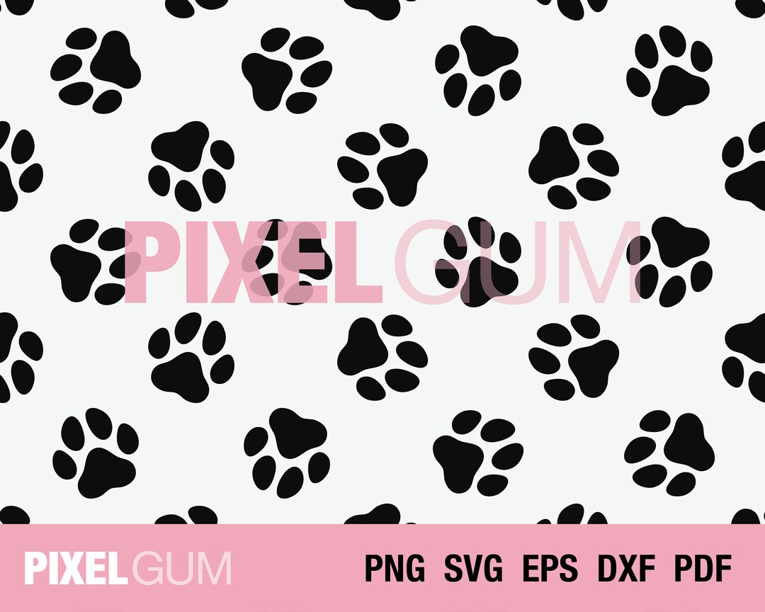 Seamless Dog Paw Print Pattern SVG, Dog Paw Pattern, Paws Digital Paper ...