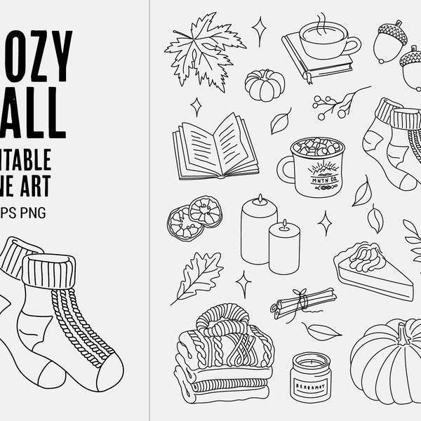 Line Art Autumn - Etsy