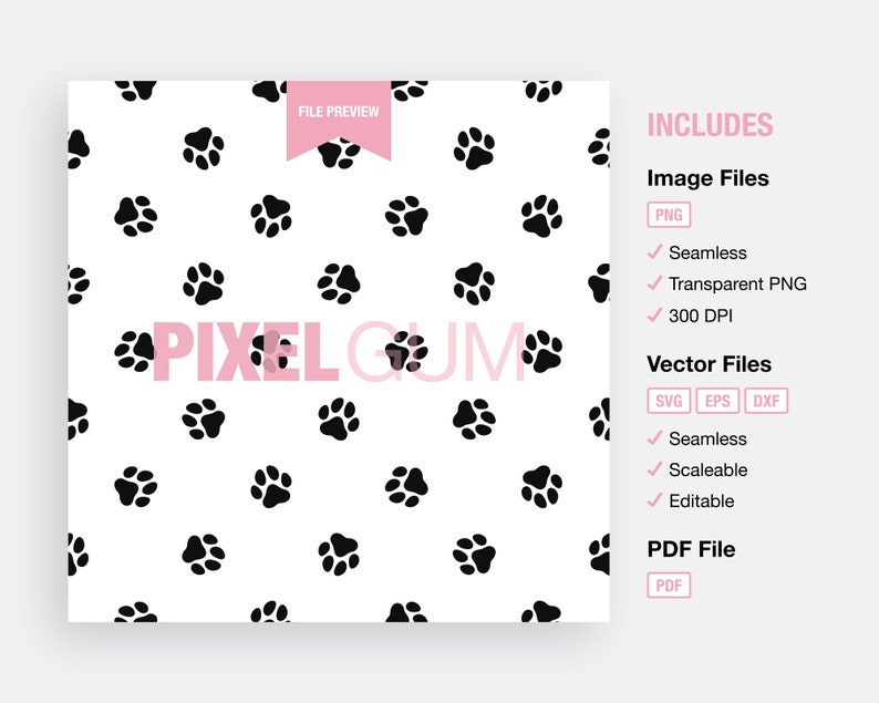 Seamless Dog Paw Print Pattern SVG, Dog Paw Pattern, Paws Digital Paper ...