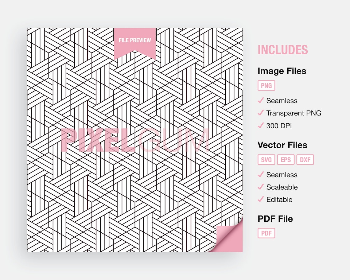 Seamless Geometric Line Pattern SVG, Abstract Interwoven Geometric ...