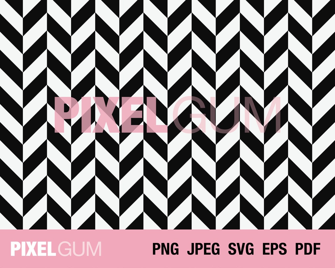 Seamless Black & White Herringbone Pattern SVG, Transparent Herringbone ...