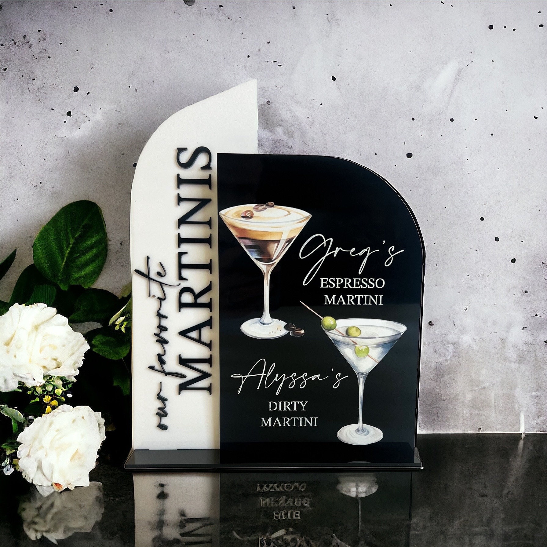 Half Arch Modern Black and White Acrylic Multi-dimensional Signature ...