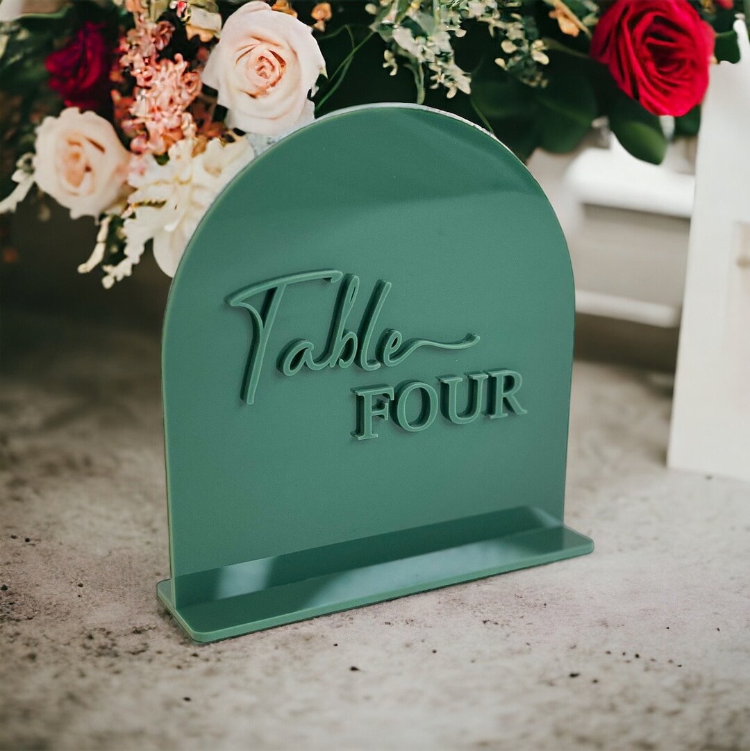 Green Acrylic Arch Modern Table Numbers - 3D Table Numbers- Wedding ...