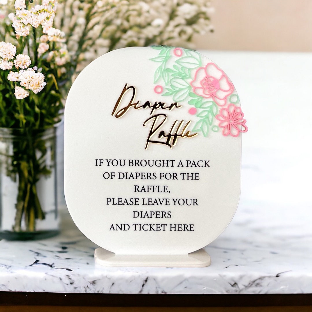 Baby in Bloom Baby Shower Diaper Raffle Sign, Diaper Raffle Sign With ...