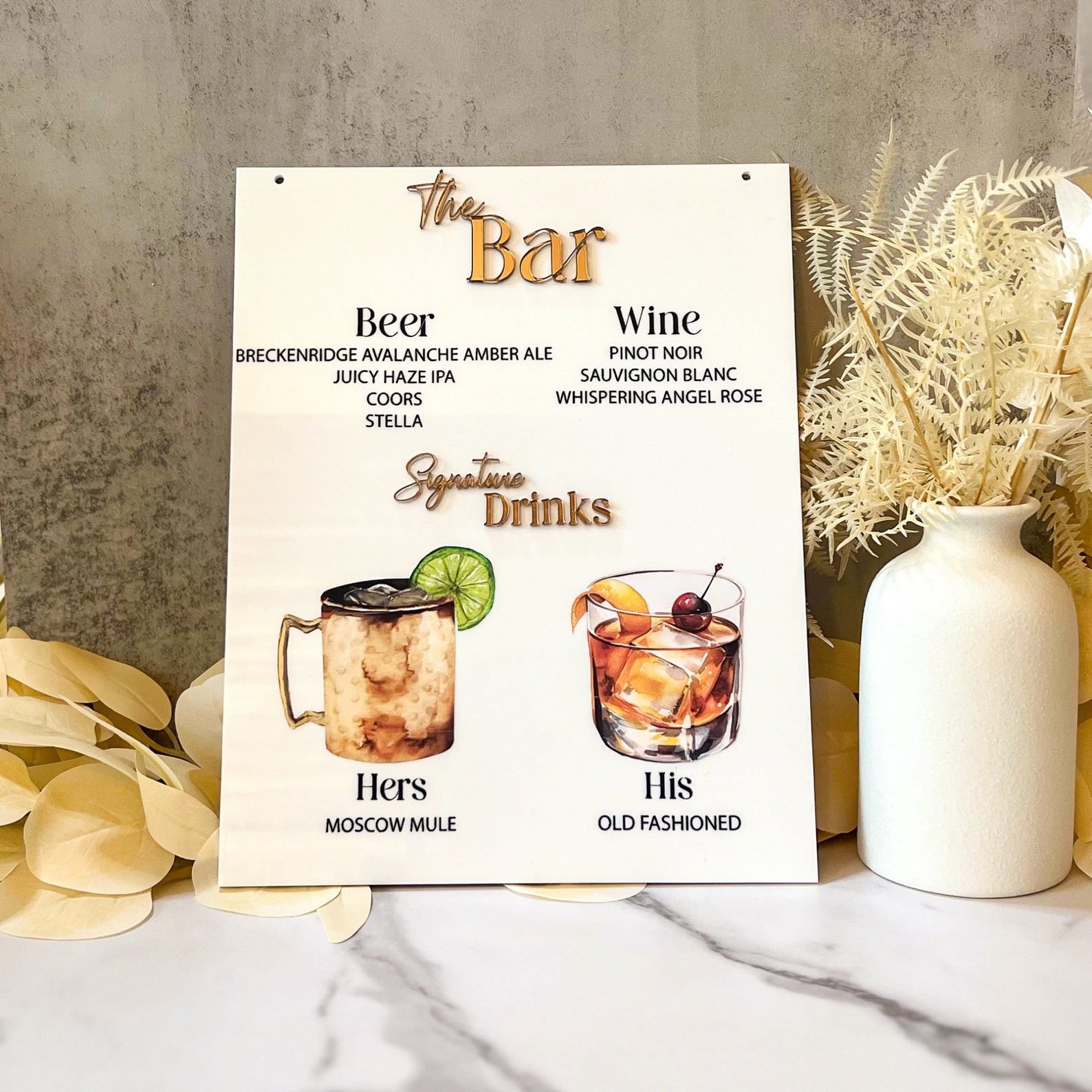 Custom Signature Drink Bar Sign, Signature Drink Bar Sign, Wedding Bar ...