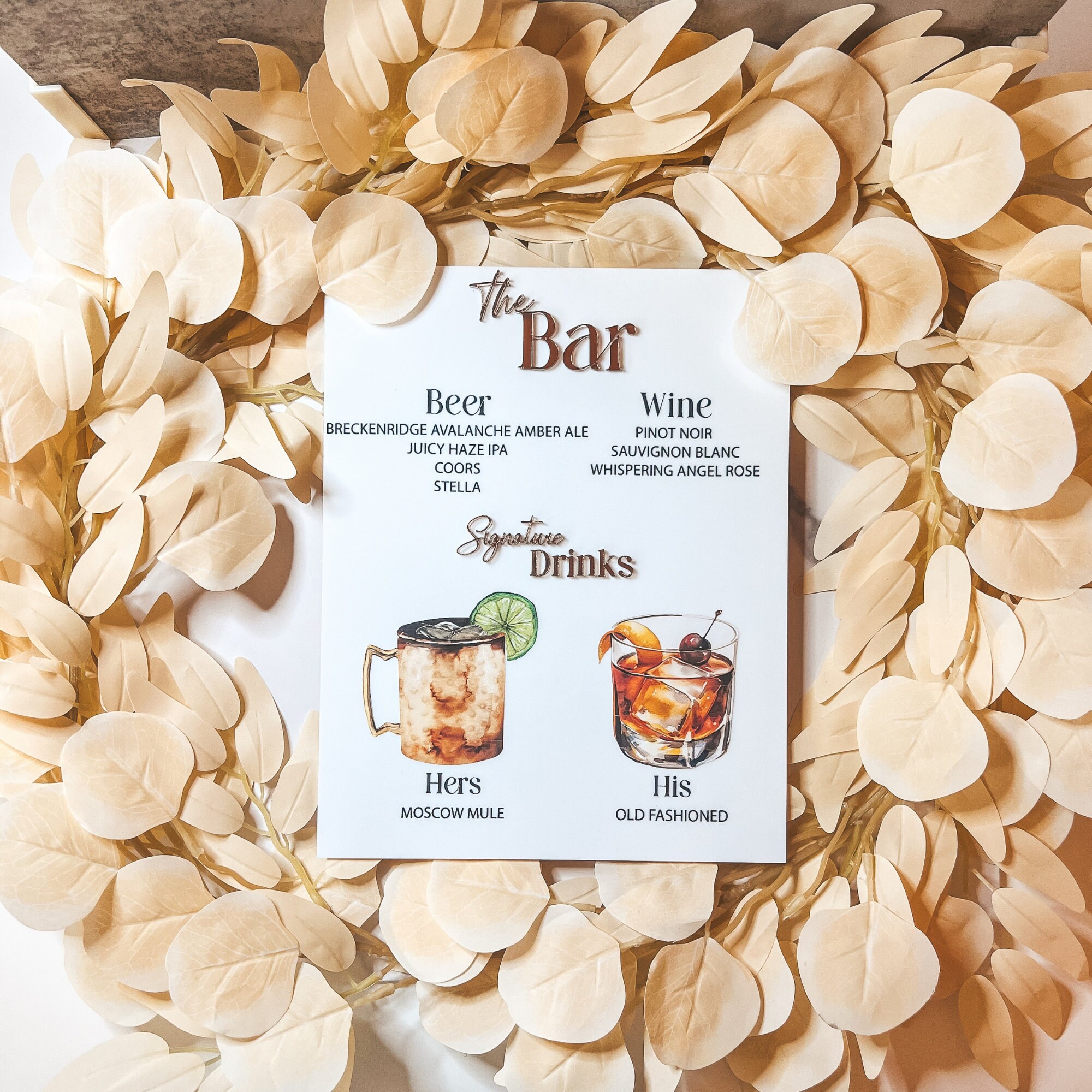 Custom Signature Drink Bar Sign, Signature Drink Bar Sign, Wedding Bar ...