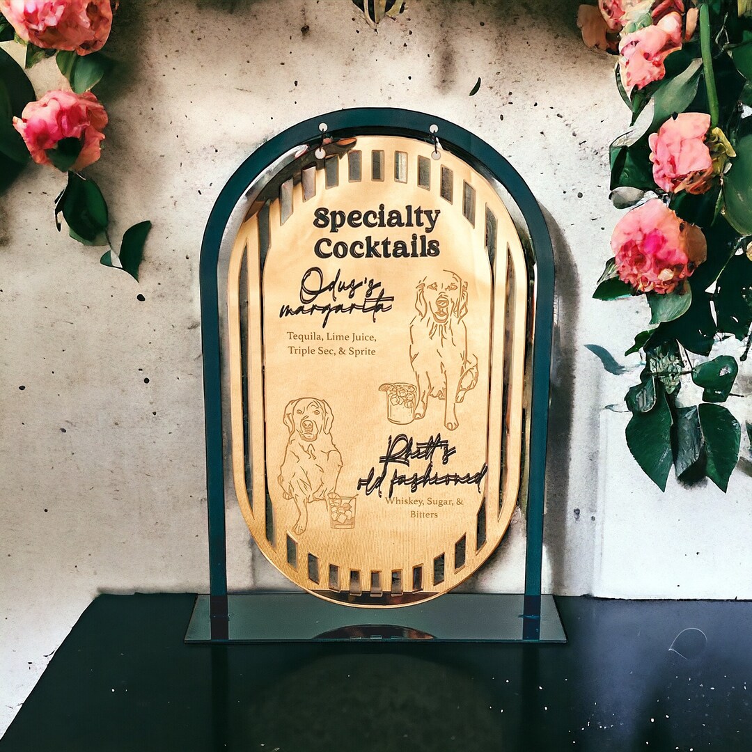 Personalized Arched Wedding Signature Drink Bar Sign With Pet ...