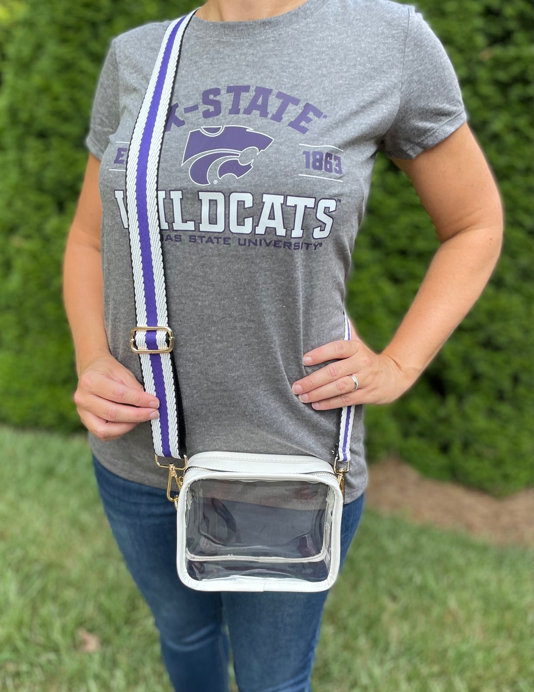 Kansas State Clear Black or White Bag With Matching Purple Kansas State ...