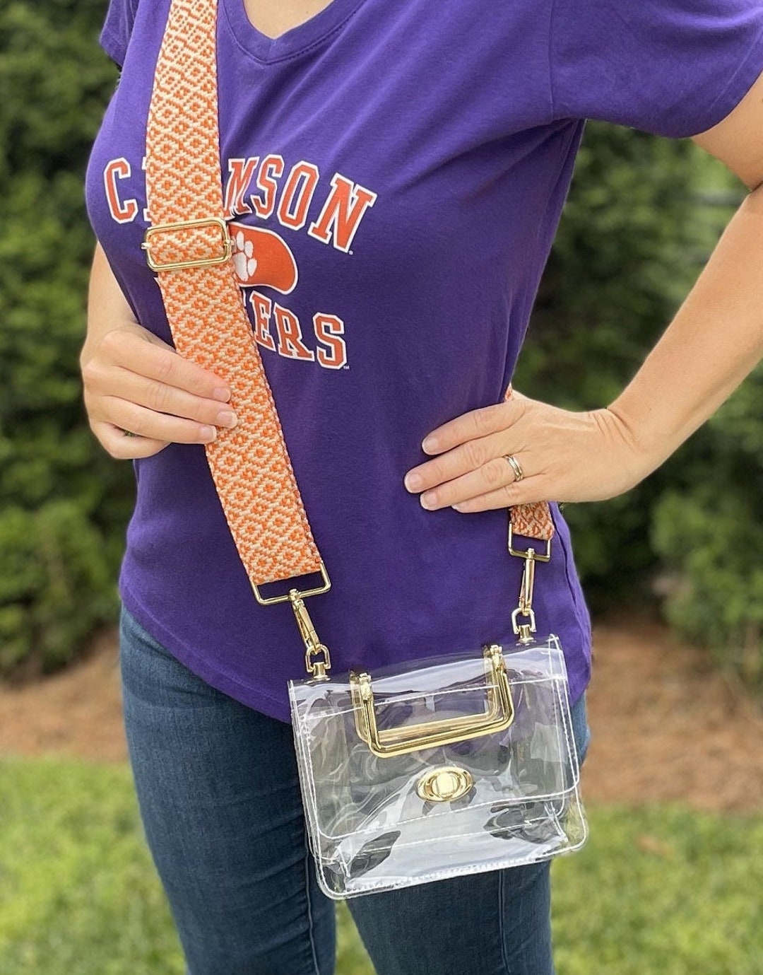 Clemson Tigers Clear Bag With Gold Accents and Matching Orange Bright ...