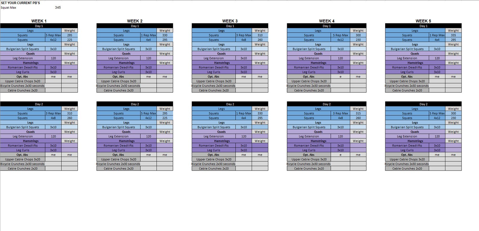 8 Week Workout Program - Etsy