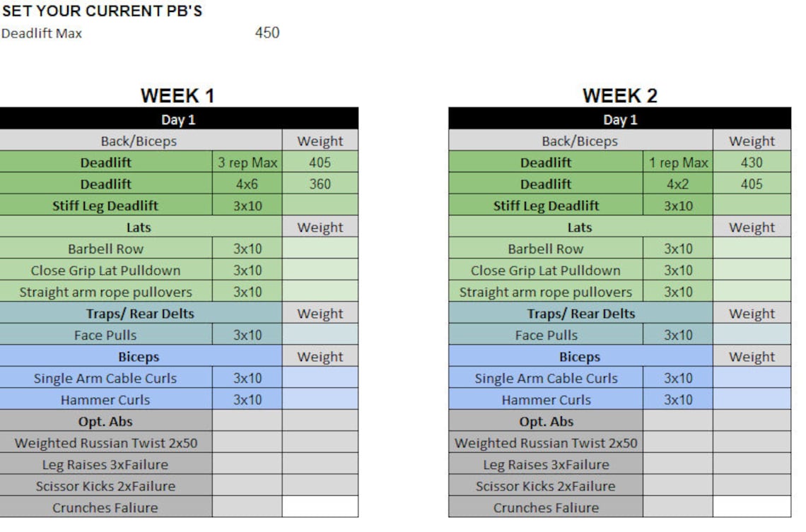 8 Week Workout Program - Etsy