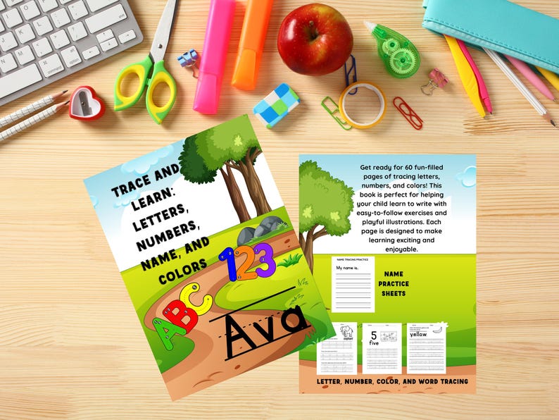 Trace and Learn: Letters, Numbers, Name, and Colors Printable Workbook ...