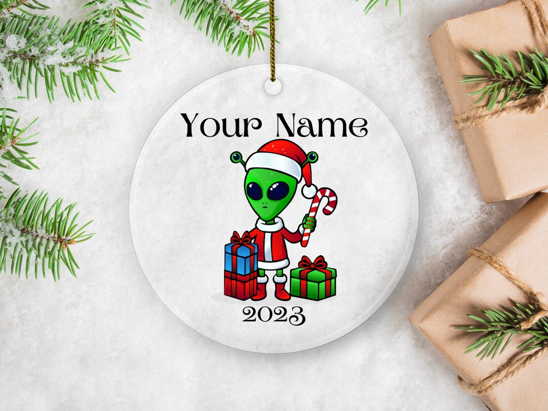 Personalized Alien Santa Acrylic Ornament, Keepsake Ornament ...