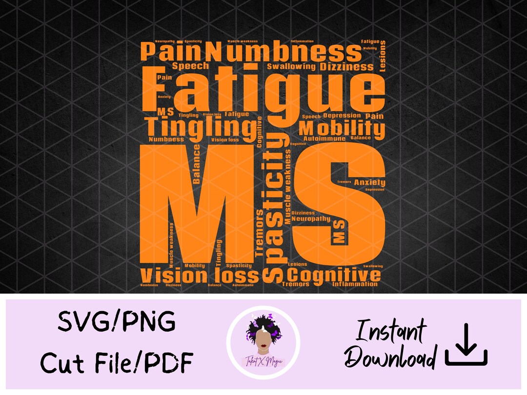 MS Awareness Word Cloud Png, Svg, Cut File, Orange Ribbon, Multiple ...