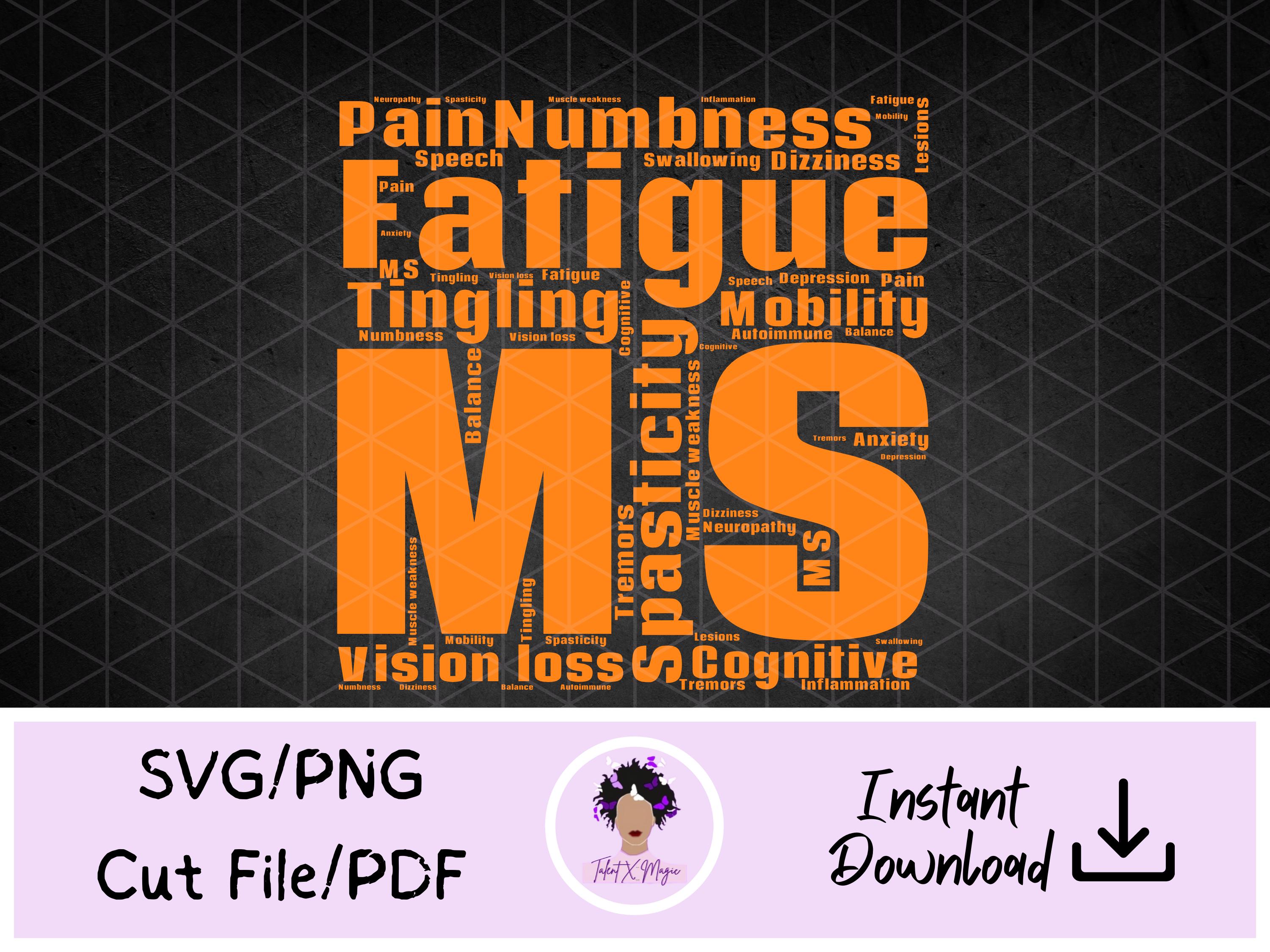 MS Awareness Word Cloud Png, Svg, Cut File, Orange Ribbon, Multiple ...