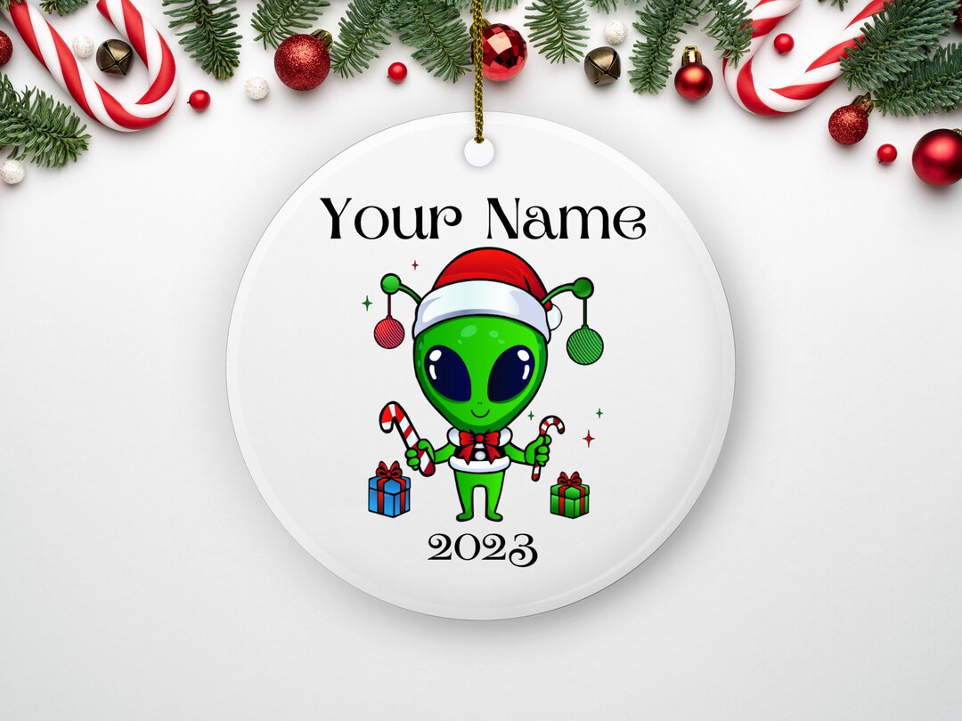 Personalized Alien With Gifts Acrylic Ornament, Keepsake Ornament ...