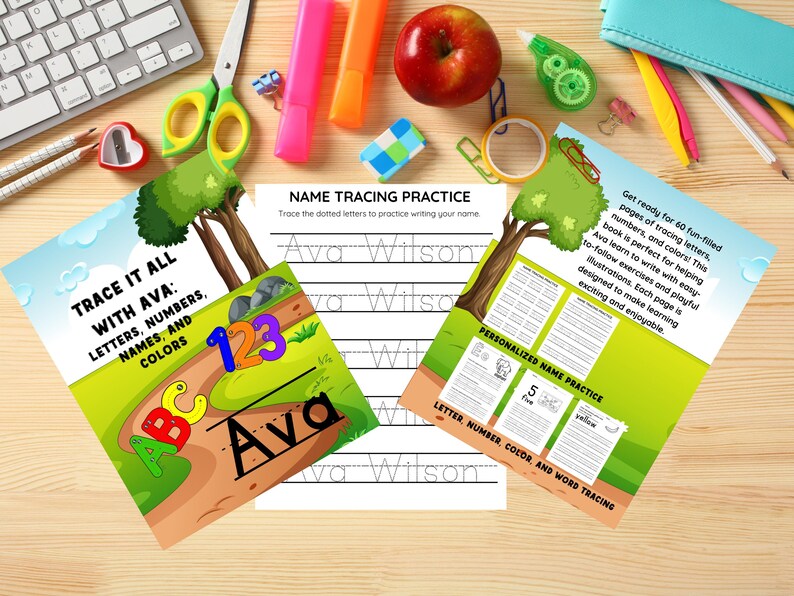 Personalized Trace and Learn: Letters, Numbers, Name, and Colors ...