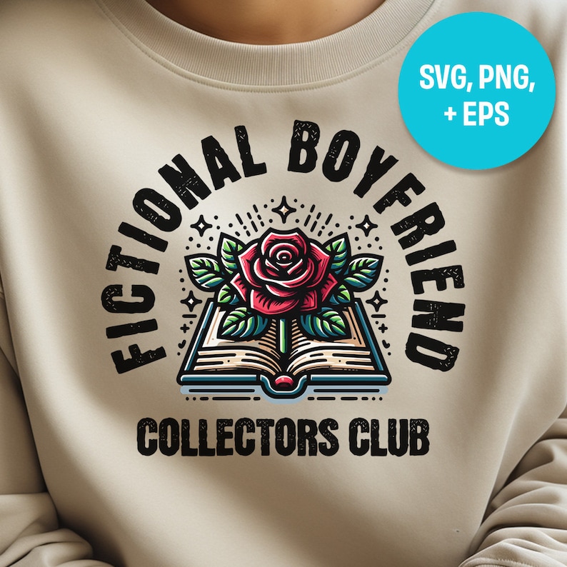 Fictional Boyfriend Collectors Club SVG, Smutty Book Svg, Retro Art ...