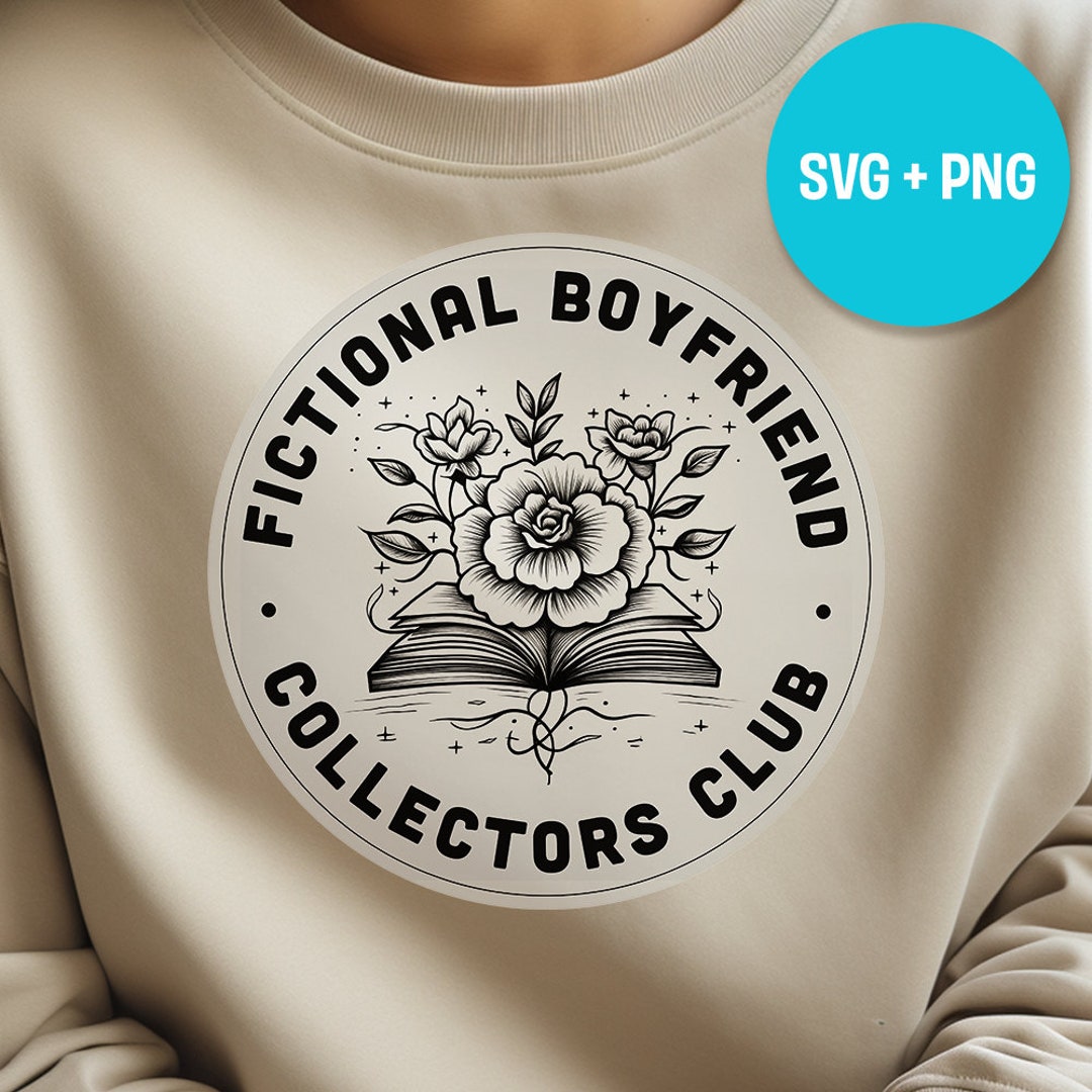 Fictional Boyfriend Collectors Club SVG, Smutty Book Svg, Retro Art ...