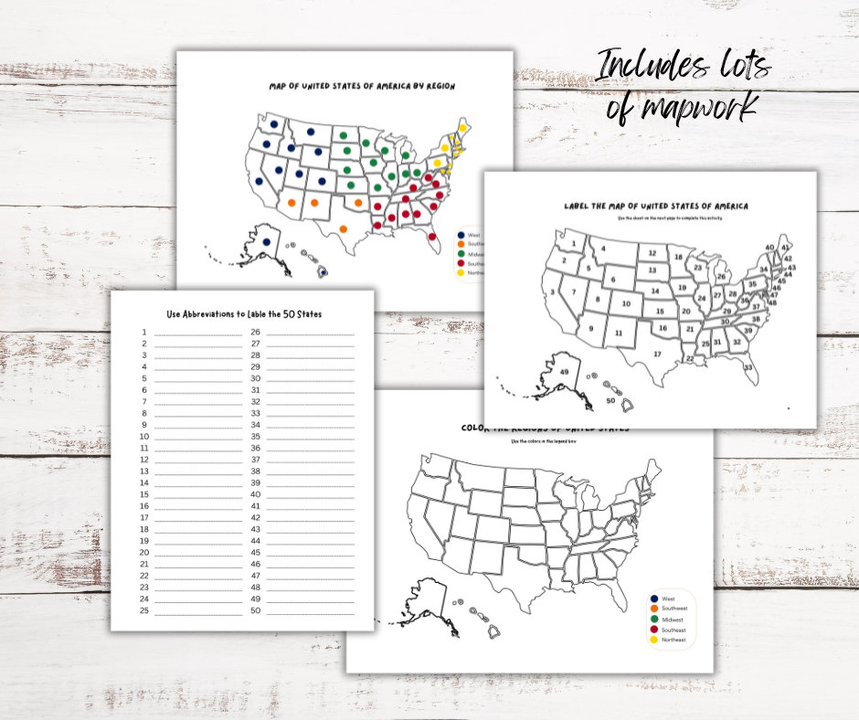 Discovering America: A Unit Study Workbook on the 50 States - Etsy