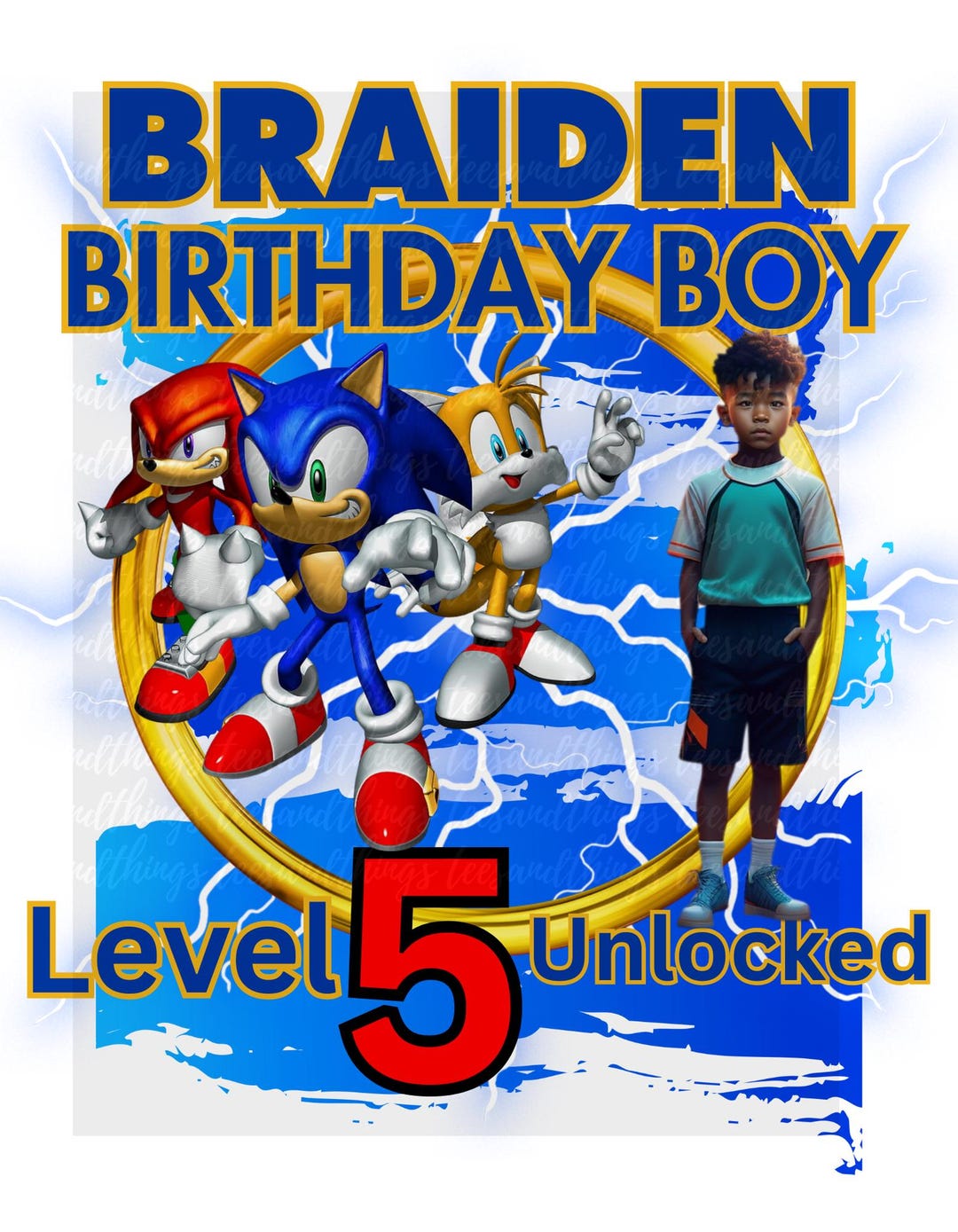 Digital Sonic Hedgehog Birthday Boy, Mom, Dad, Aunt, Uncle, Sister ...