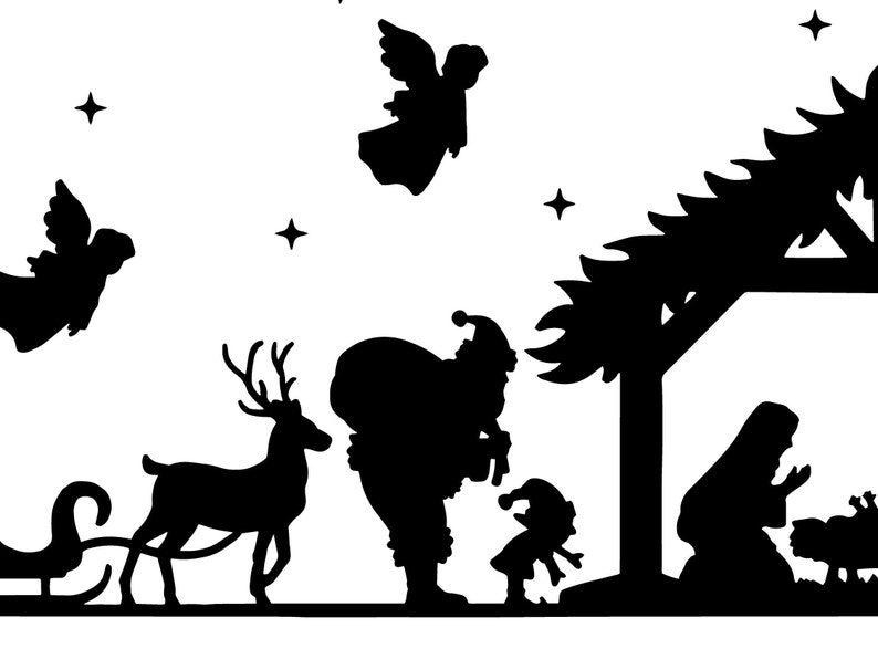 Nativity Scene SVG With Santa Claus: Christmas Decoration (digital ...