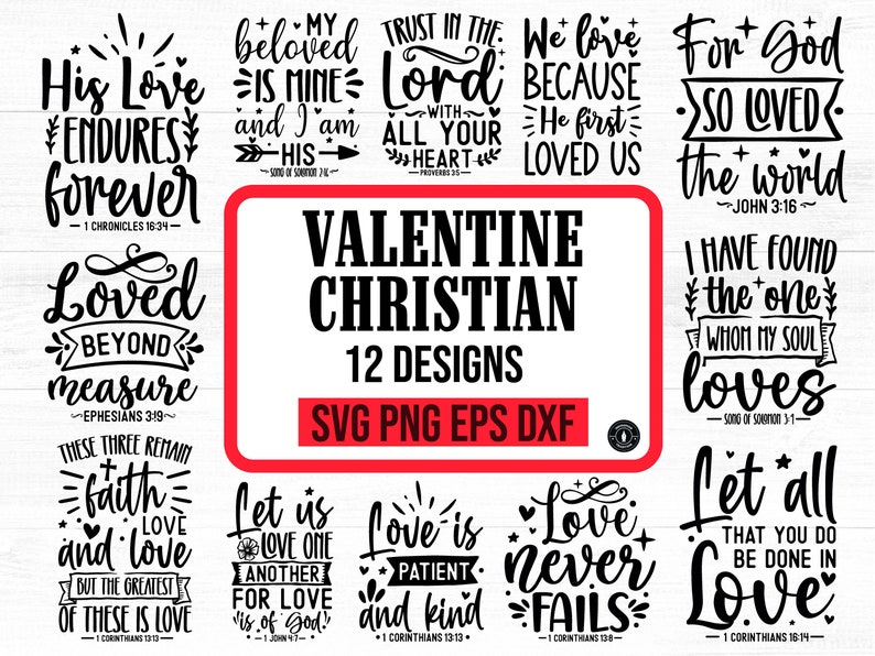 Christian Valentines SVG Bundle 12 Valentine Designs Svg - Etsy