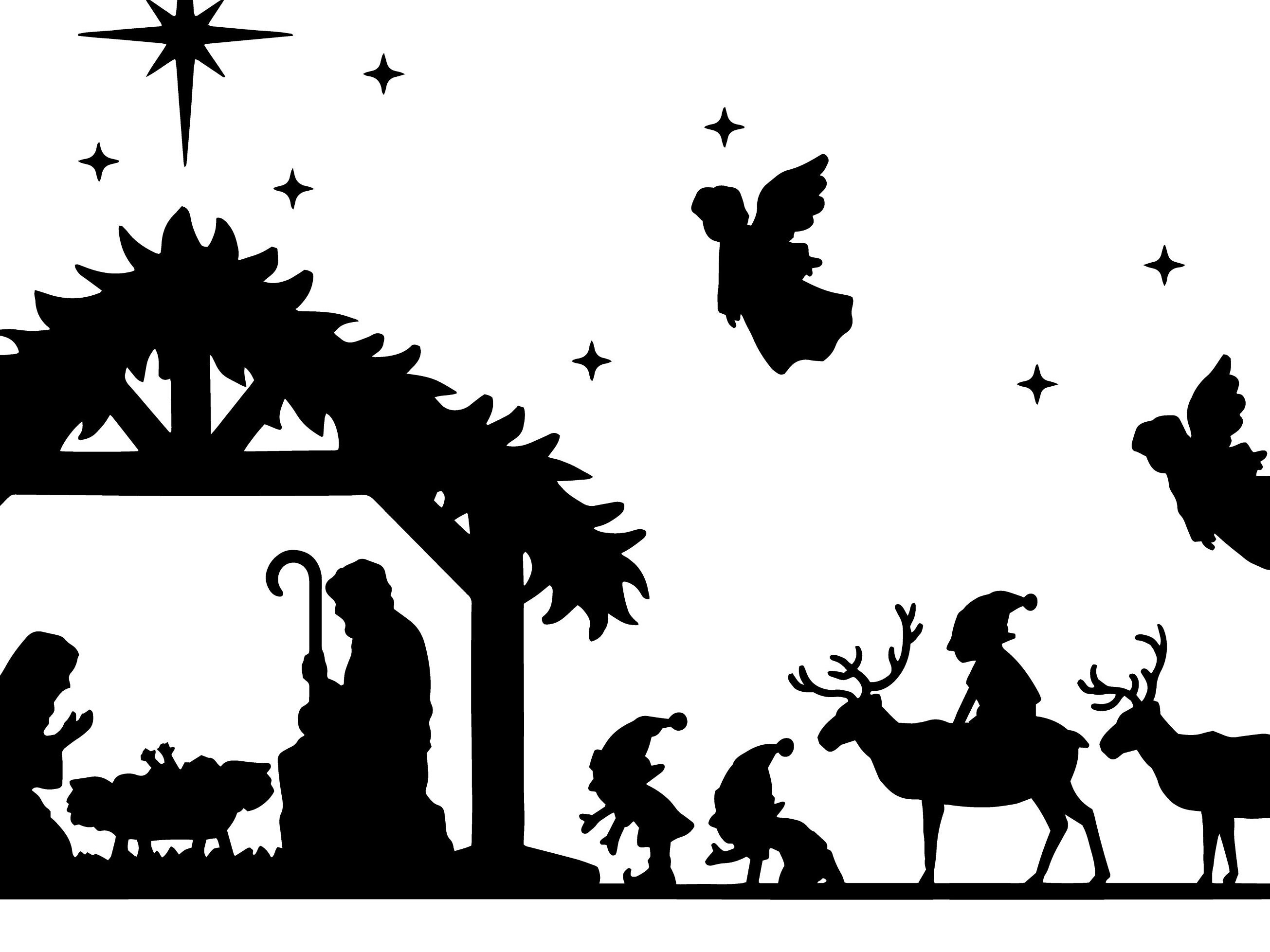 Nativity Scene SVG With Santa Claus: Christmas Decoration (digital ...