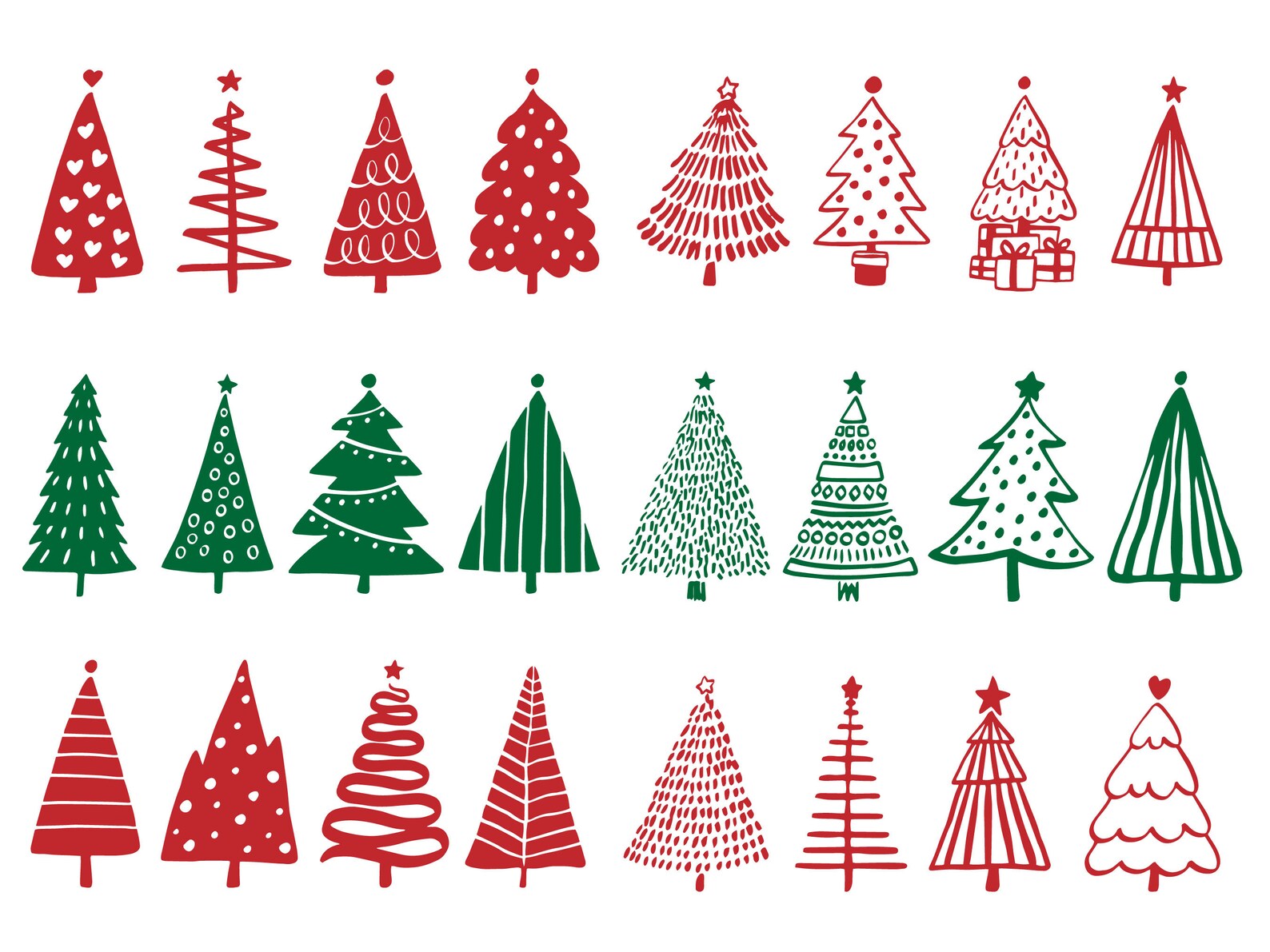 Christmas Tree SVG Bundle: 24 Pine Tree Clipart Designs (digital ...