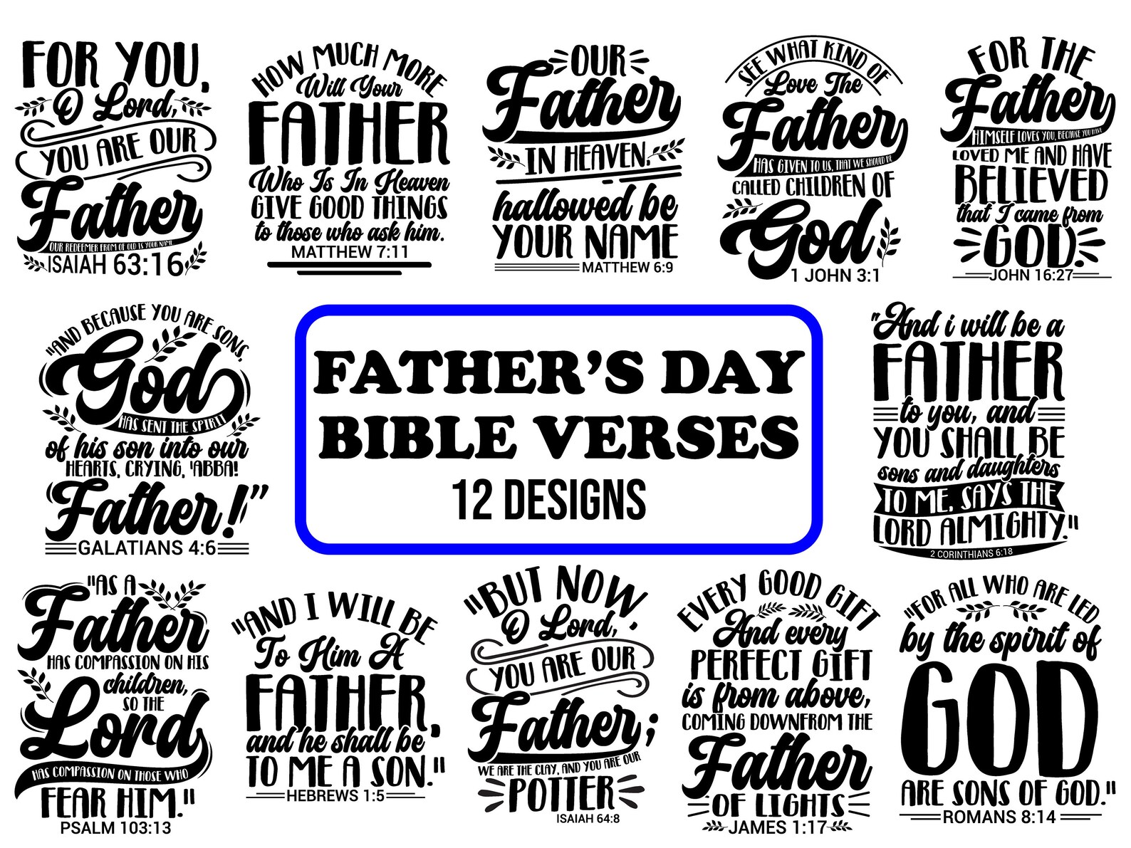 Father's Day Bible Verse SVG Bundle: Christian Dad Quotes (commercial ...