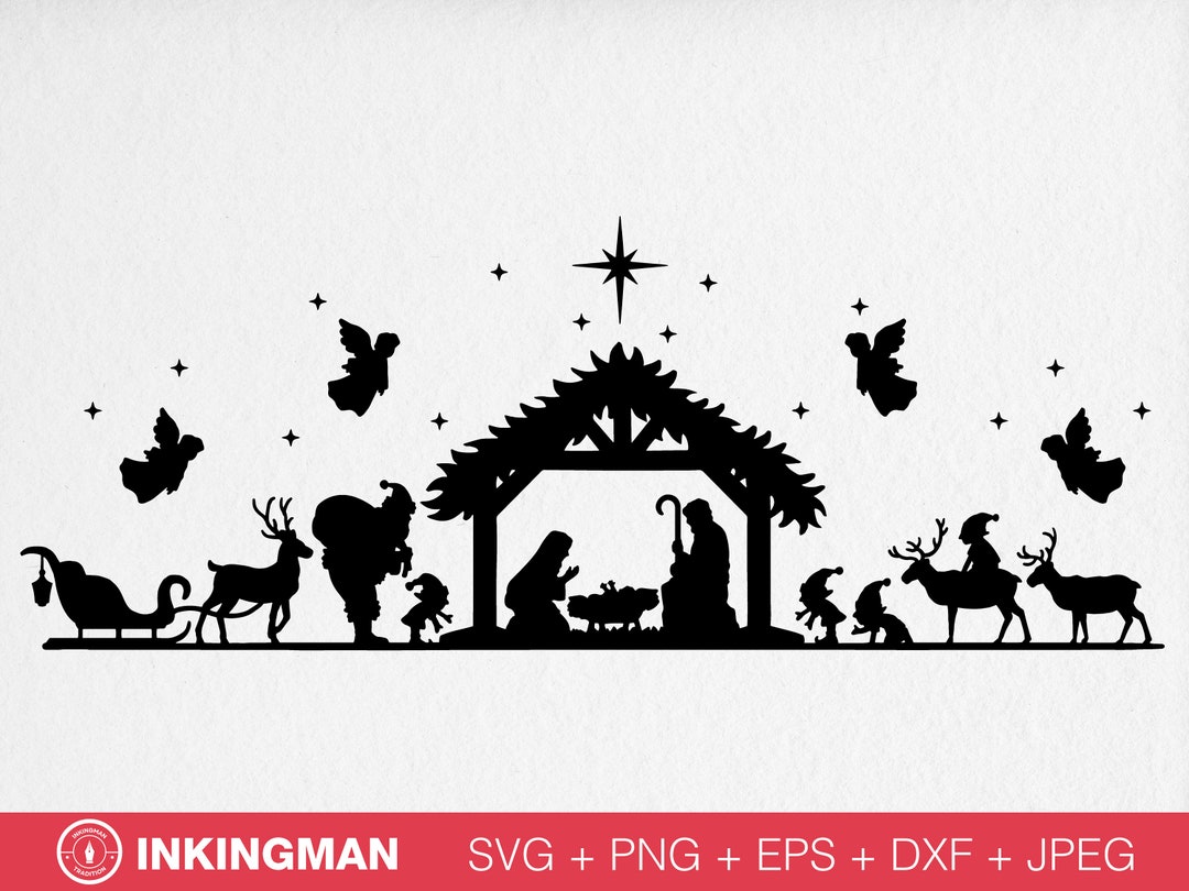 Nativity Scene SVG With Santa Claus: Christmas Decoration (digital ...