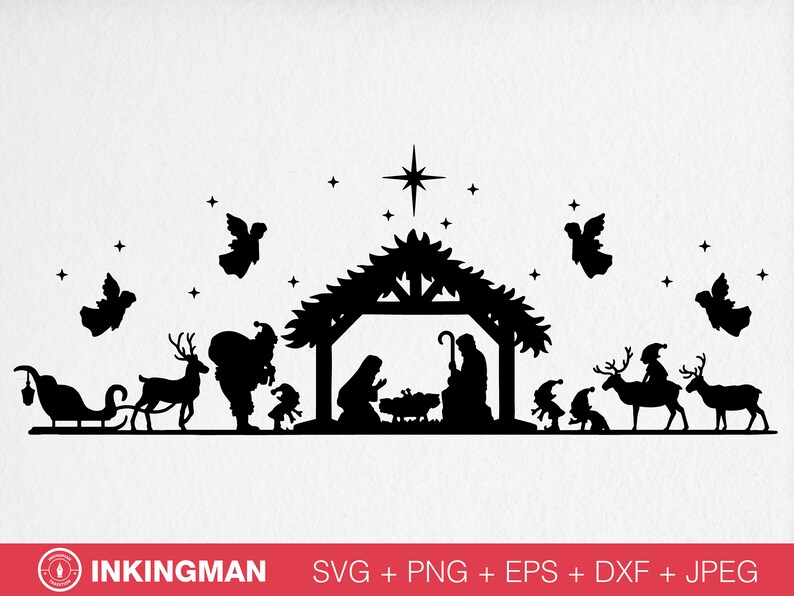 Nativity Scene SVG With Santa Claus: Christmas Decoration (digital ...