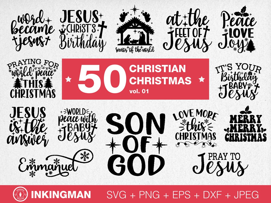 50 Christian Christmas Svg, Vol 01, Christmas Svg Bundle, Commercial ...