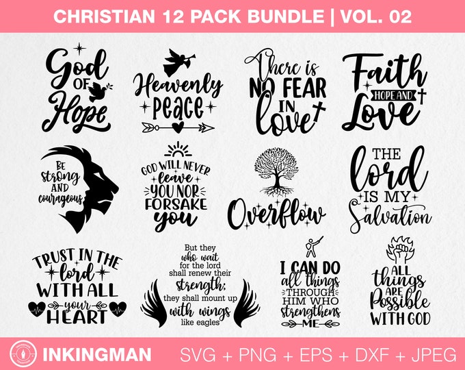 10 Bible Verse Designs SVG Bundle | Christian Scripture Bundle for ...