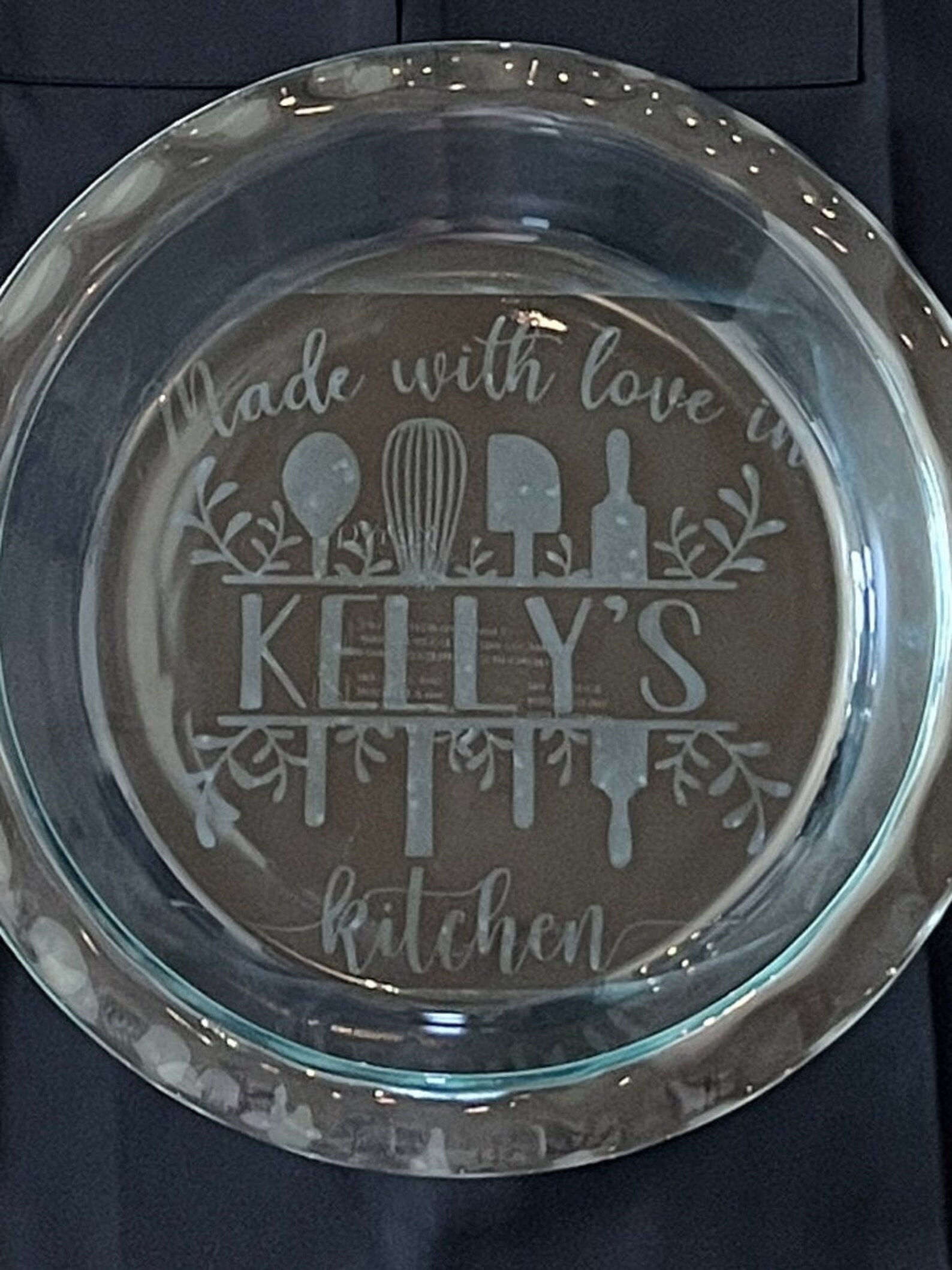 Glass Etched Customized Pie Plate - Etsy