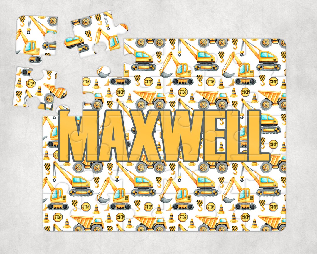 Construction Vehicle Puzzle, Custom Birthday Gift, Party Favor ...