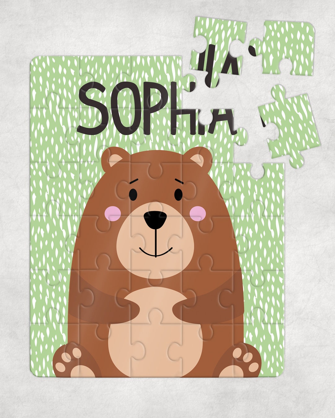 Brown Bear Puzzle, Custom Puzzle, Woodland Animals, Birthday Gift, Bear ...