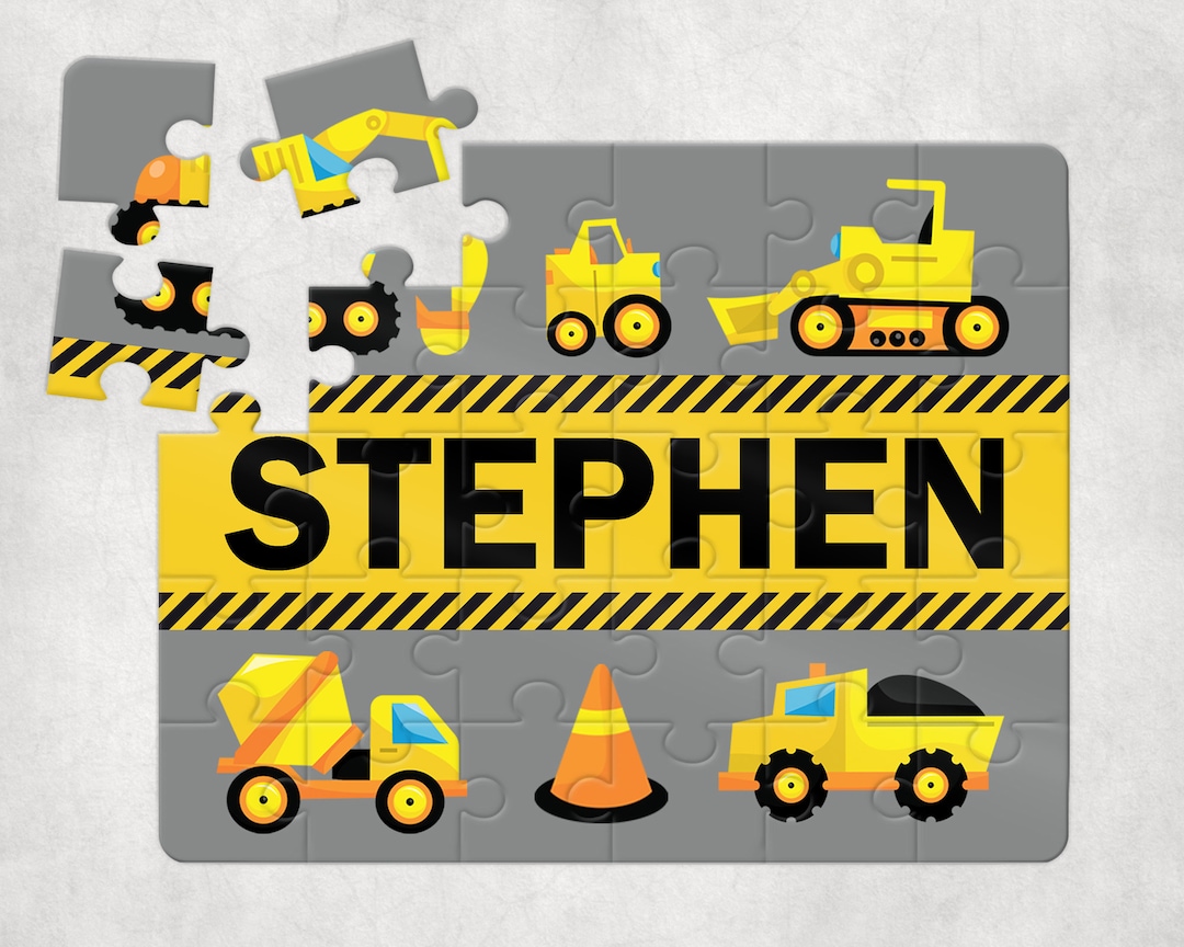 Construction Vehicle Puzzle, Custom Birthday Gift, Work Zone Party ...