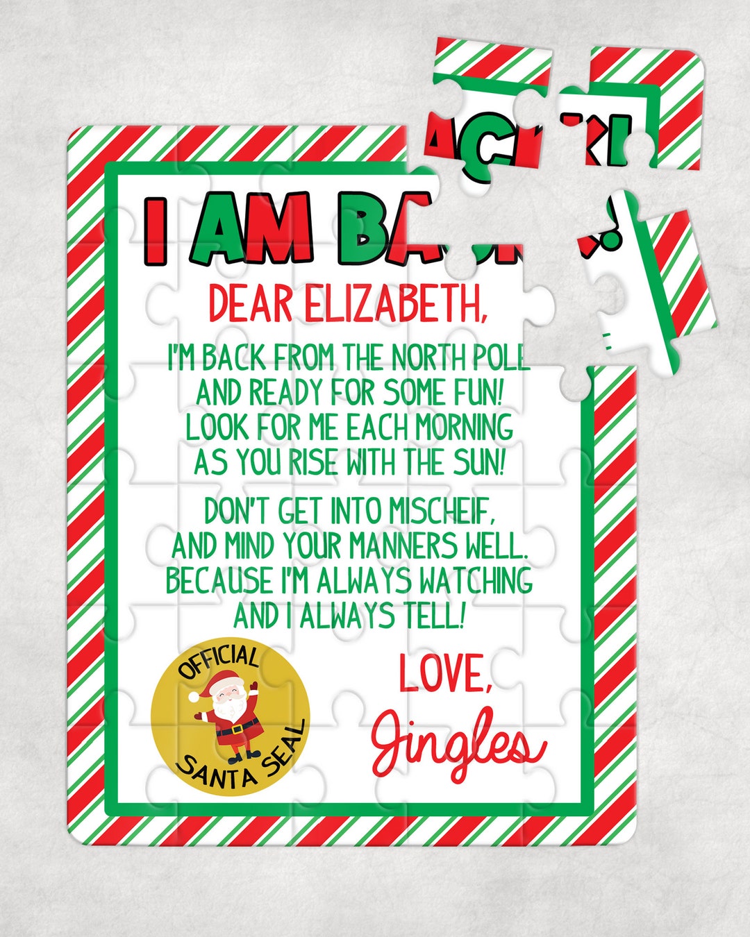 Personalized Puzzle, Elf Puzzle, Christmas Puzzle, Custom Puzzle ...