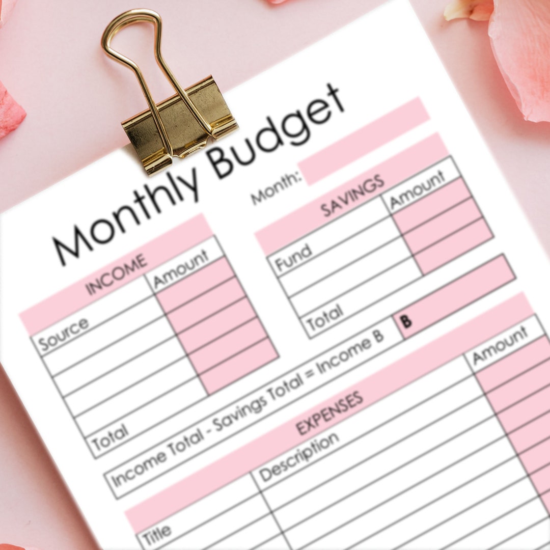 Pink Monthly Budget A4 Printable. Expense Tracker A4 Page, Instant ...