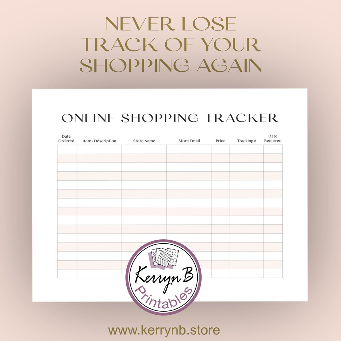 Online Shopping Tracker Printable to Keep Track of Your Online Orders ...