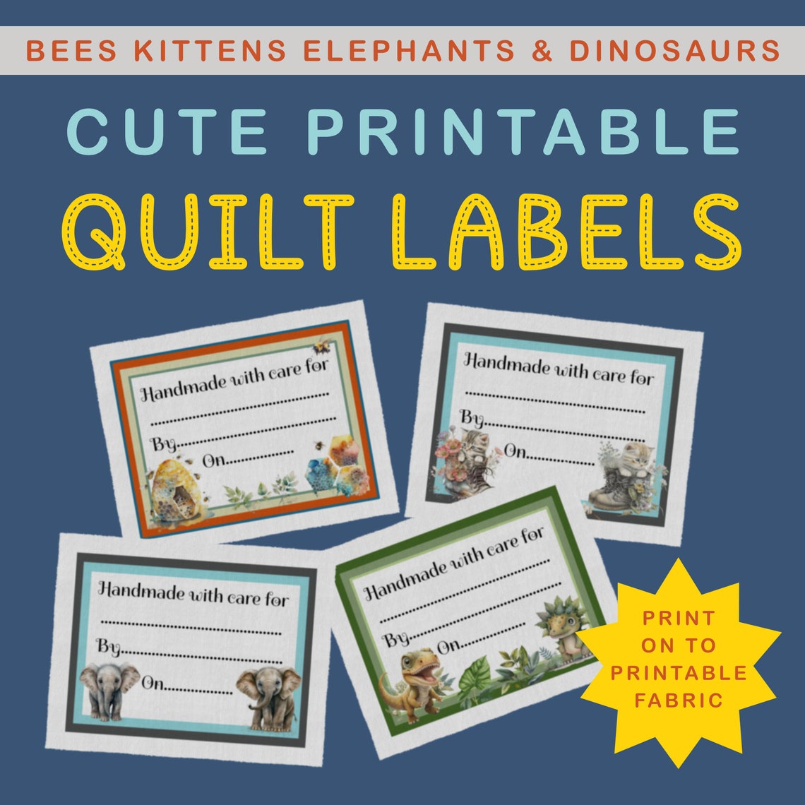 Cute Quilt Labels Printable 4 to Page Letter Size to Print at Home Onto ...