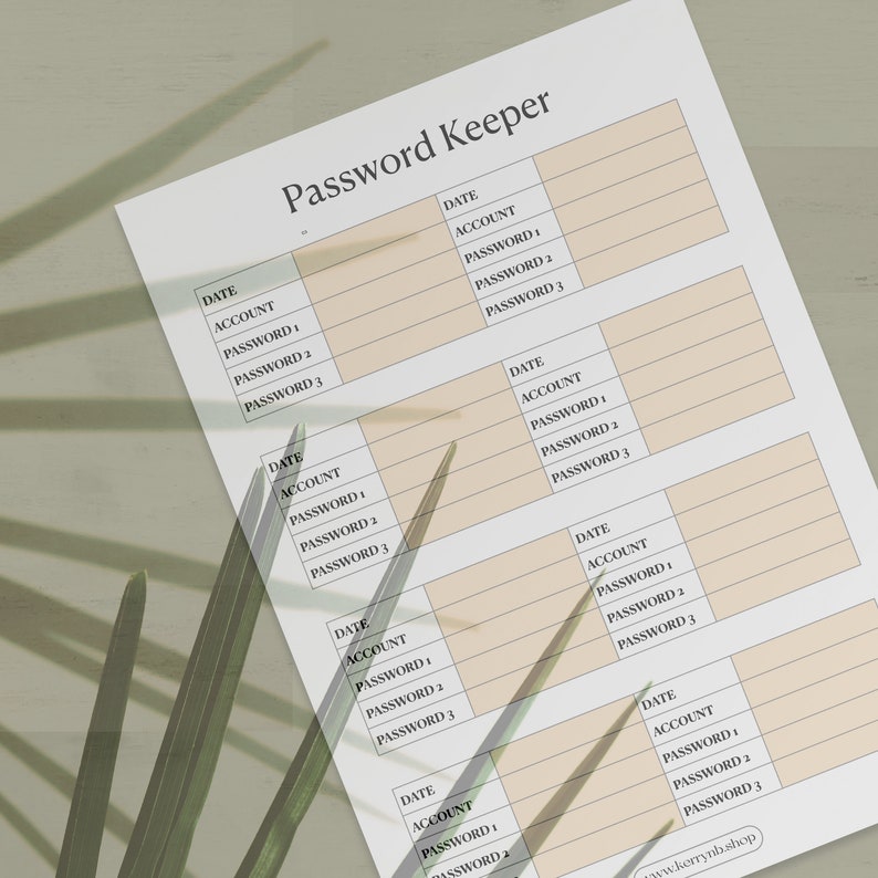Peach Password Keeper A4 Printable. Password Login Tracker A4, Instant ...